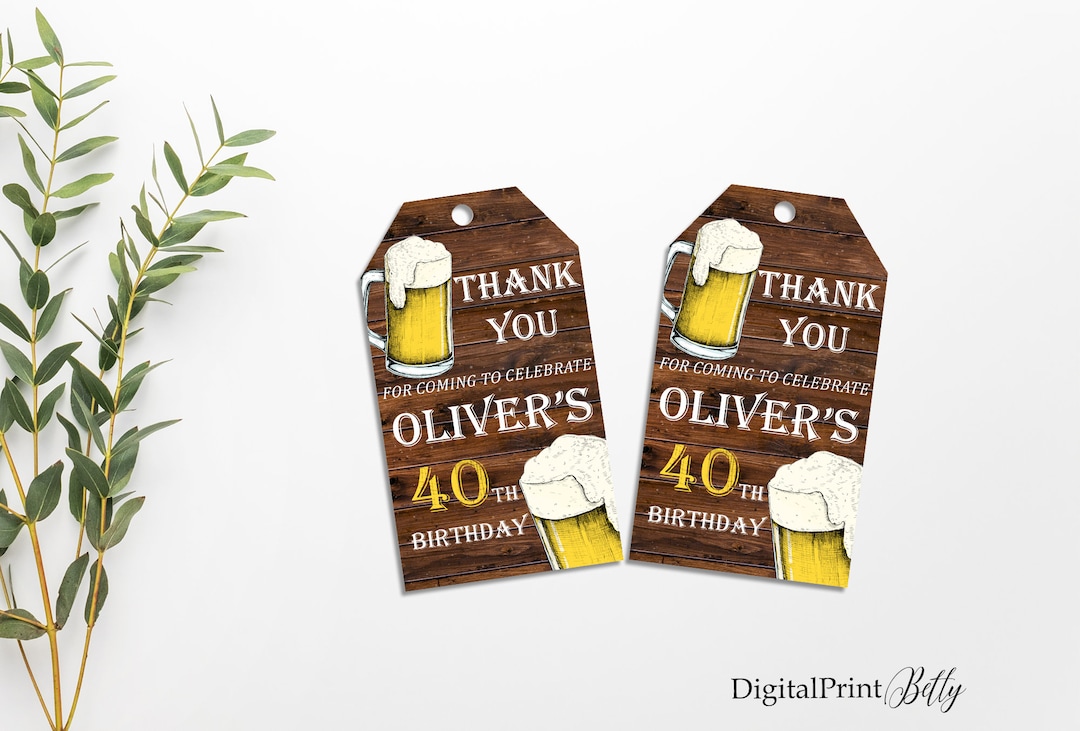 Birthday Thank You, Beer Themed Favor Tag, Beer Favor Tag, Adult ...