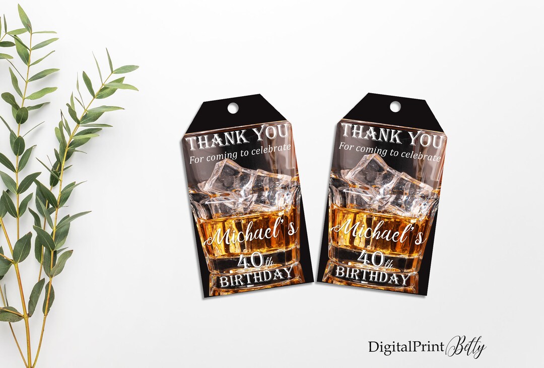 Birthday Thank You Tags, Whiskey Favor Tag, Cheers Favor Tag, Adult ...