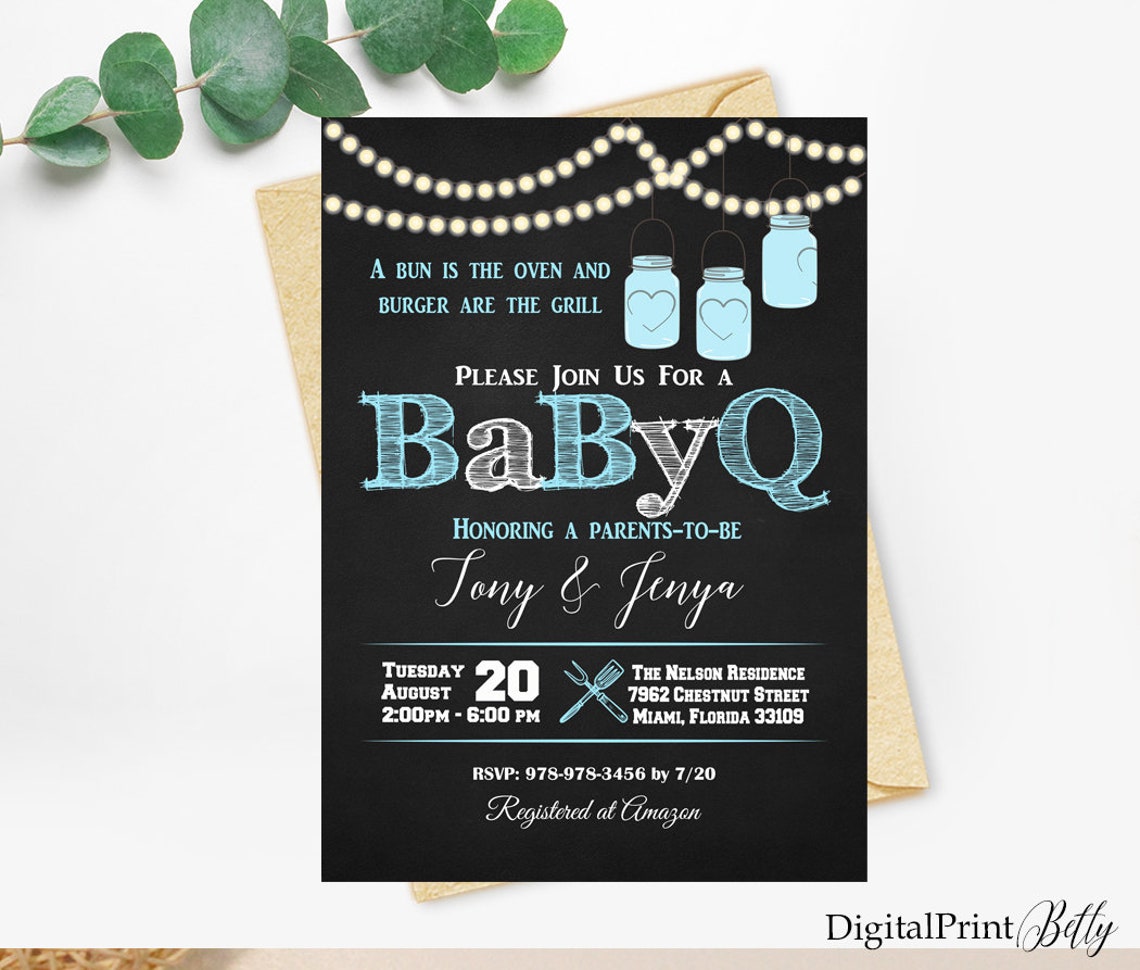 BABY-Q Baby Shower Invitation, Babyq Printable Invite,baby-q, BBQ, It's ...