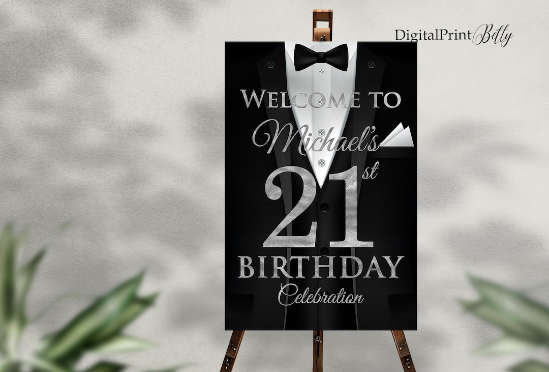21st Birthday Welcome Sign, Welcome Sign, Birthday Sign, Silver and ...