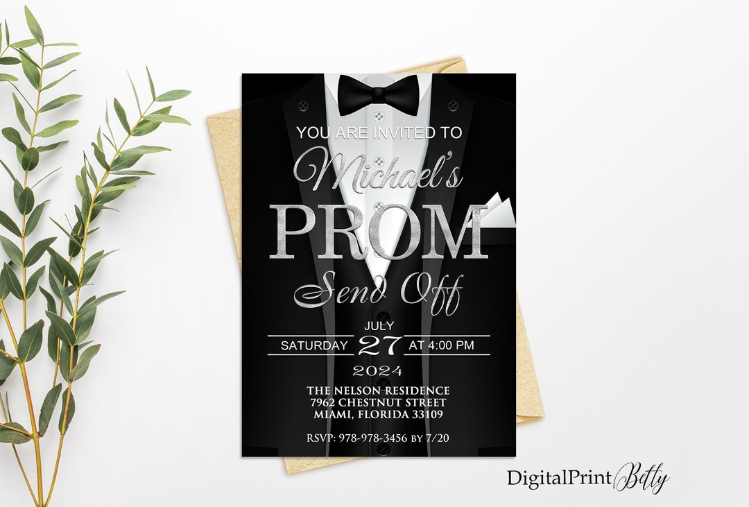 Prom Send off Invitations, Tuxedo Invitation, Prom E-invite Party ...