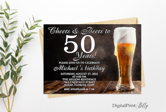 50th Birthday Beer Themed Invitations Men Birthday Party - Etsy