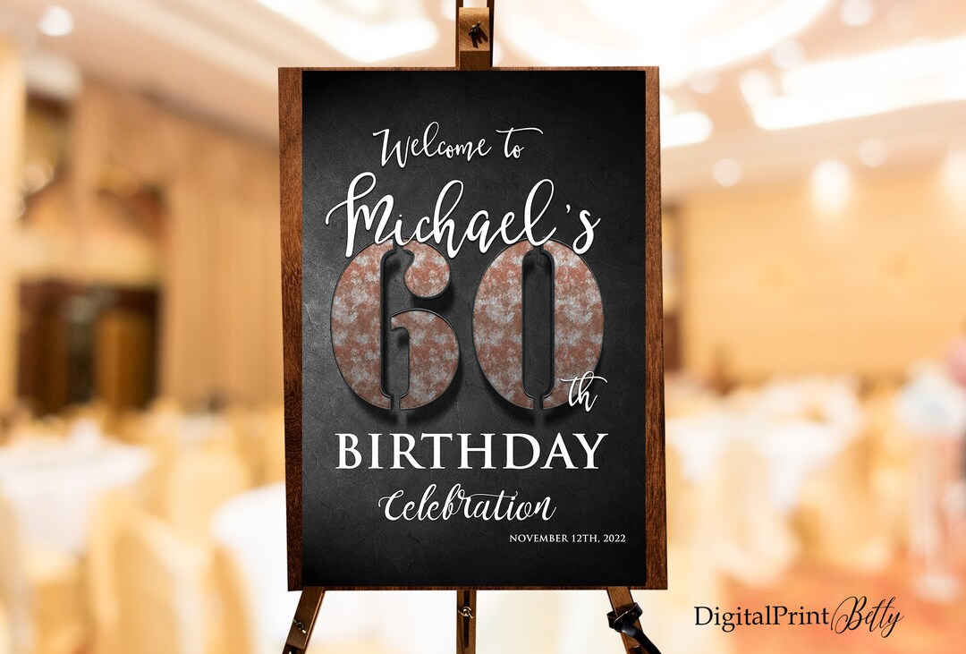60th Birthday Welcome Sign, Welcome Sign, Birthday Sign, Birthday Party ...