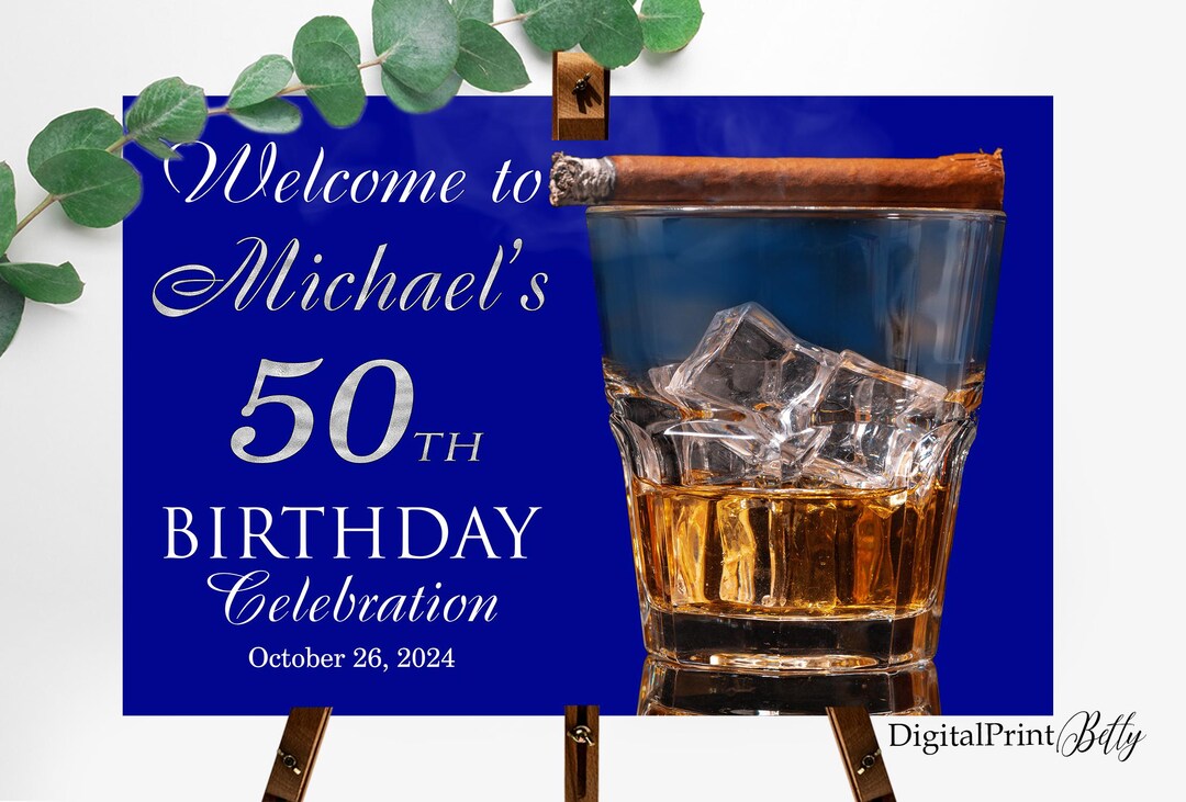 50th Birthday Welcome Sign, Welcome Sign, Birthday Sign, Silver and ...