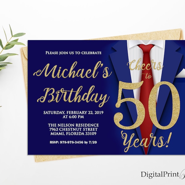 Cheers to 50 Years Invitations - Etsy