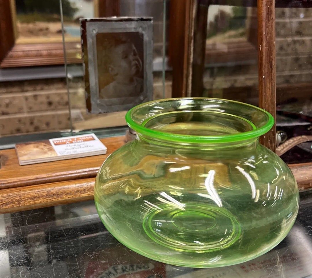Uranium Glass Fish Bowl - Etsy