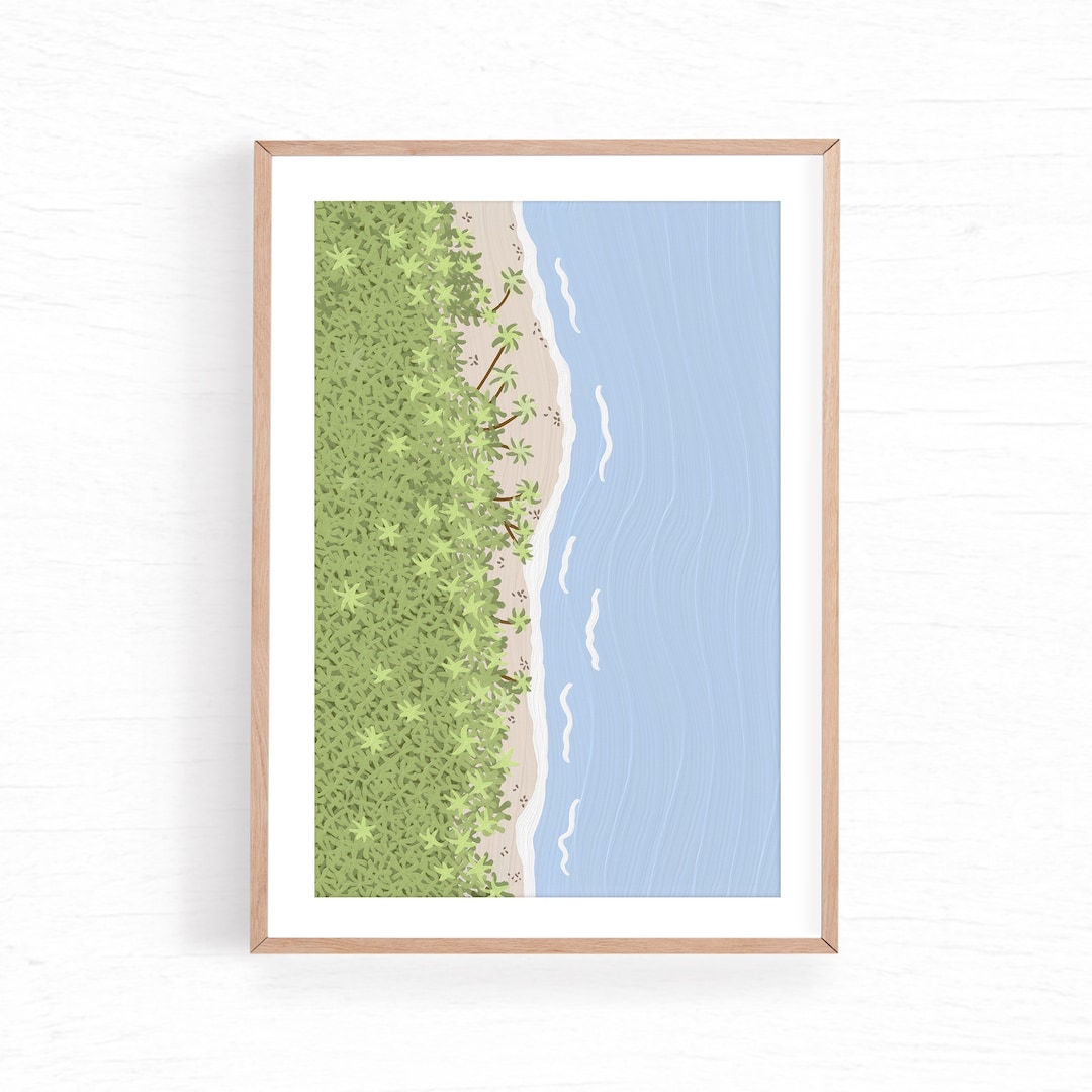 Tropical Beach A4 and A3 Art Print Beach Poster Travel - Etsy
