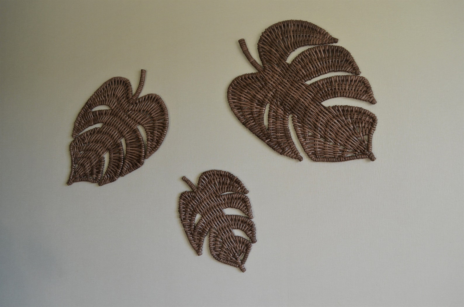 Woven Monstera Leaf Wall Decor: Tropical Set of 3 - Etsy