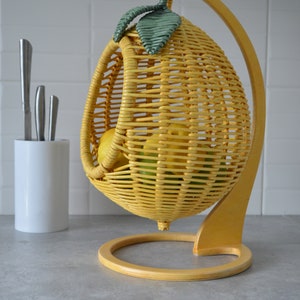 Lemon Wicker Fruit Basket: Hanging Kitchen Storage - Etsy