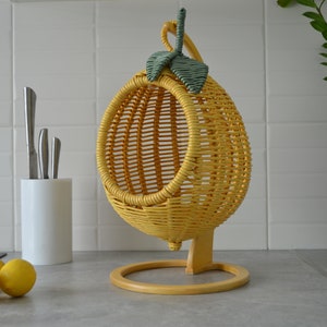 Lemon Wicker Fruit Basket: Hanging Kitchen Storage - Etsy