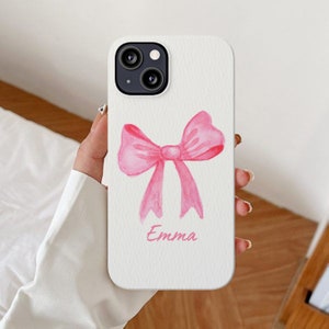 Coquette Phone Case, Personalized Name Cover, Ribbon Bow iPhone Cases, Pink Gift for Her ...