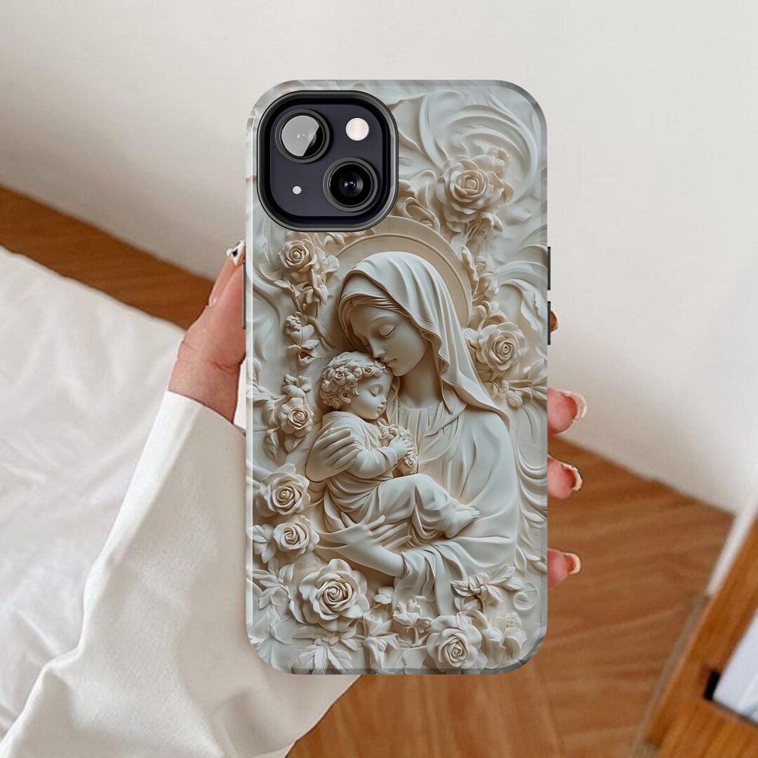 Virgin Mary & Baby Jesus Phone Case, Catholic iPhone Cover, Madonna and ...