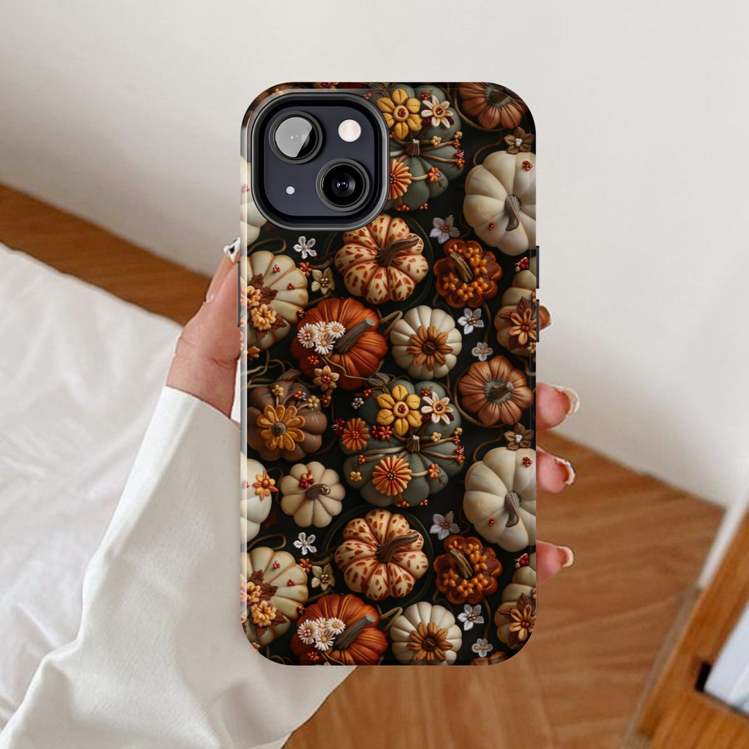 Pumpkin Phone Case, 3D Clay Embroidered Effect, Autumn Gift for Her ...