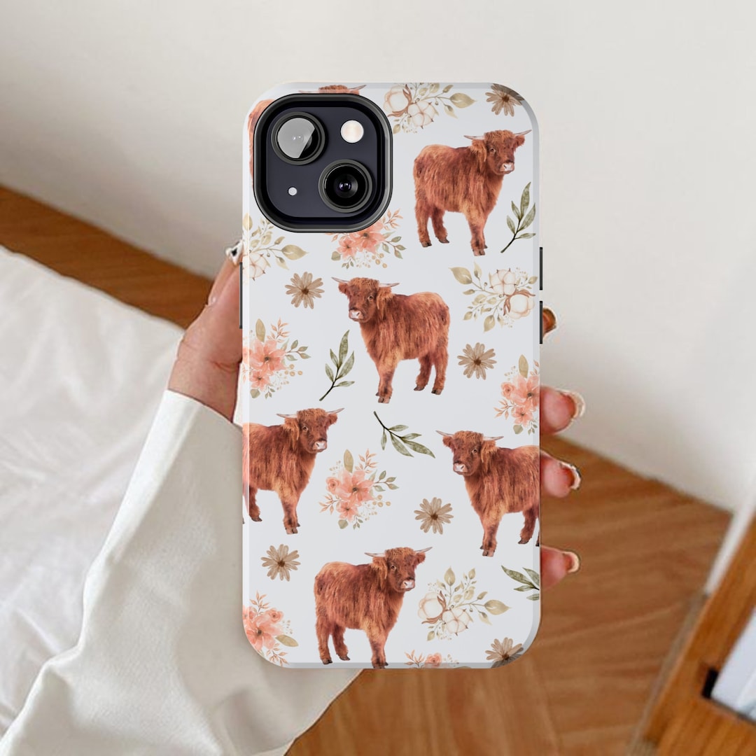 Highland Cow Phone Case, Floral Western iPhone Cases, Cows Themed ...