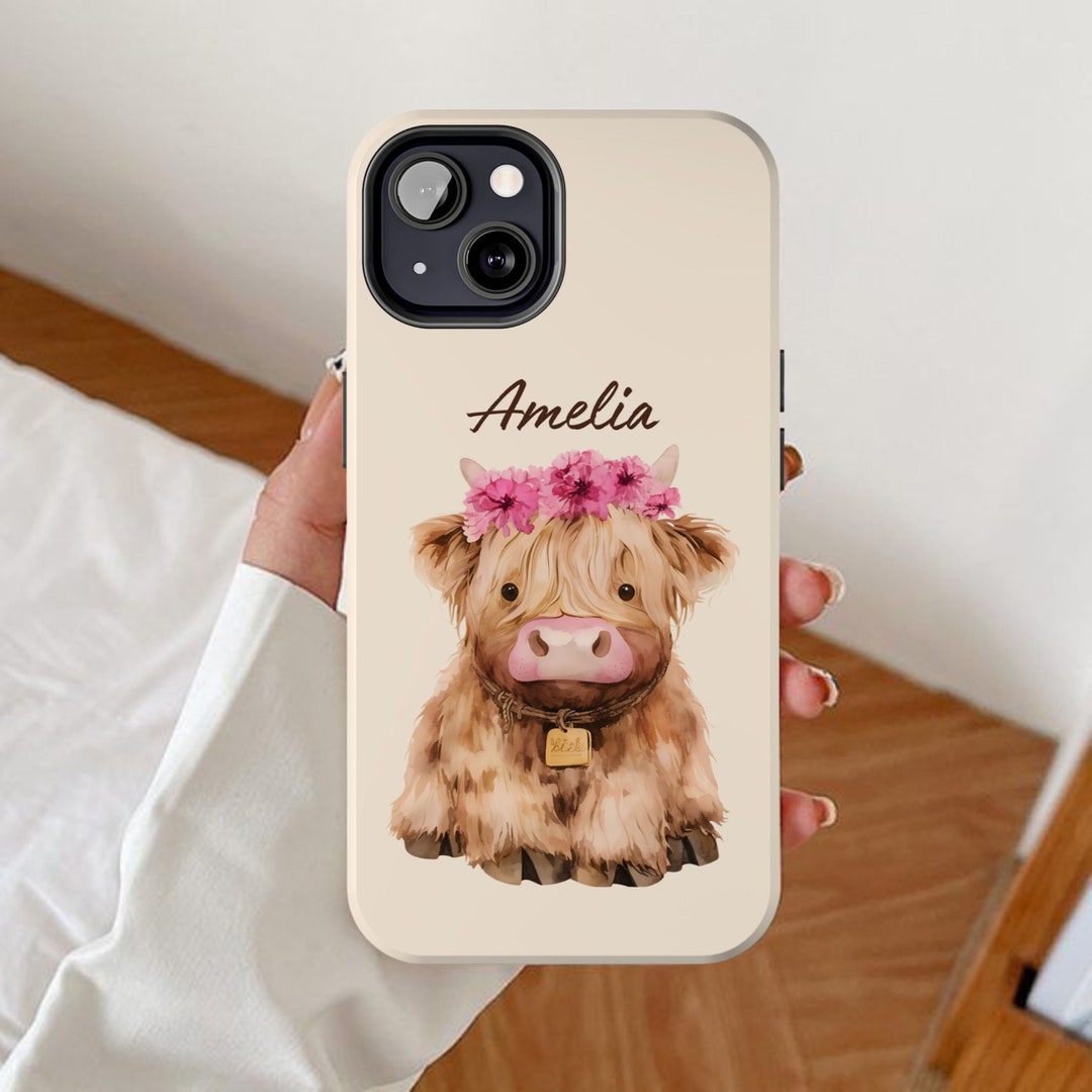 Highland Cow Phone Case, Cows Animal Themed Design, Personalized Girly iPhone Cases, Custom Name ...