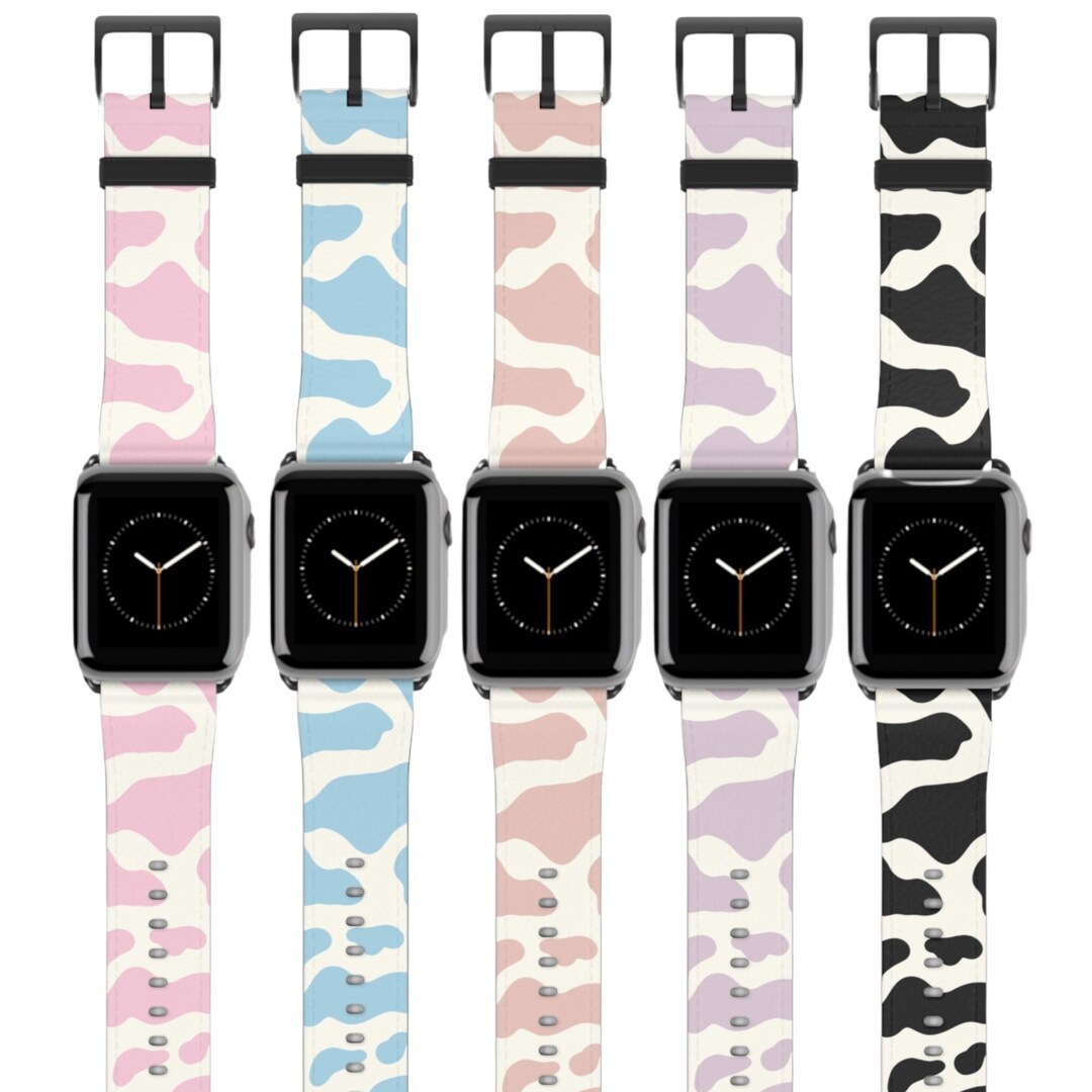 Cow Print Apple Watch Band, Vegan Faux Leather, Animals Pattern Watches ...