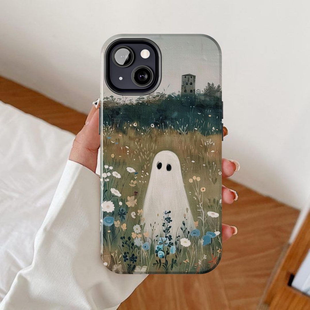 Ghost on a Flower Meadow Phone Case, Vintage Ghosts Painting iPhone ...