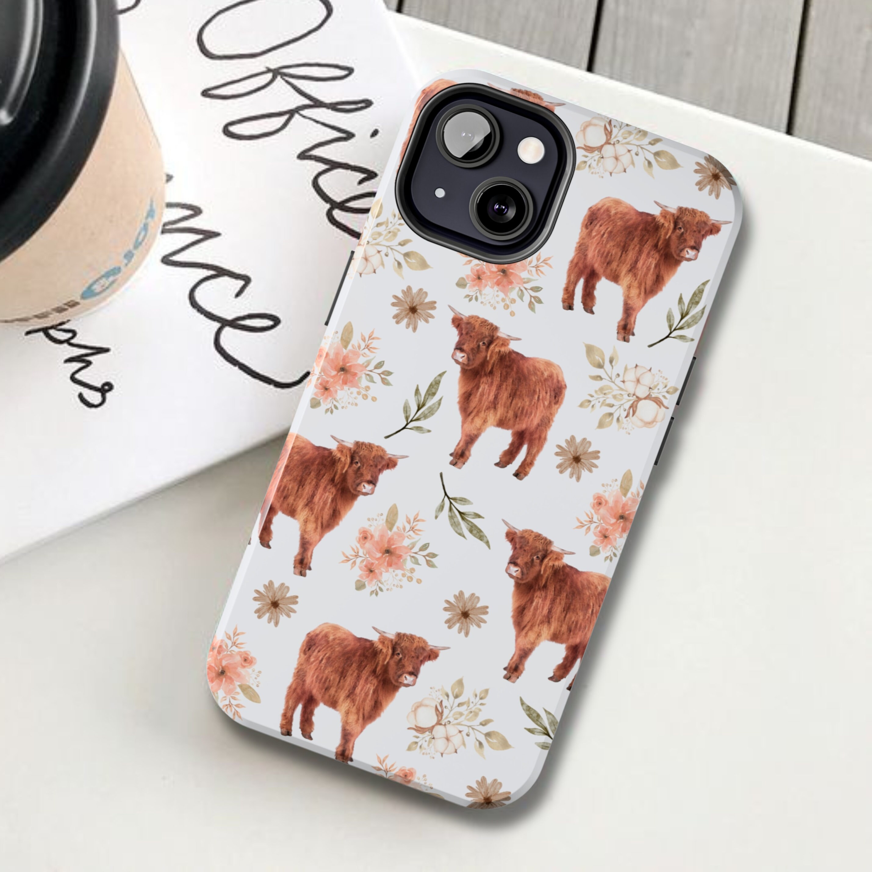 Highland Cow Phone Case, Floral Western iPhone Cases, Cows Themed ...
