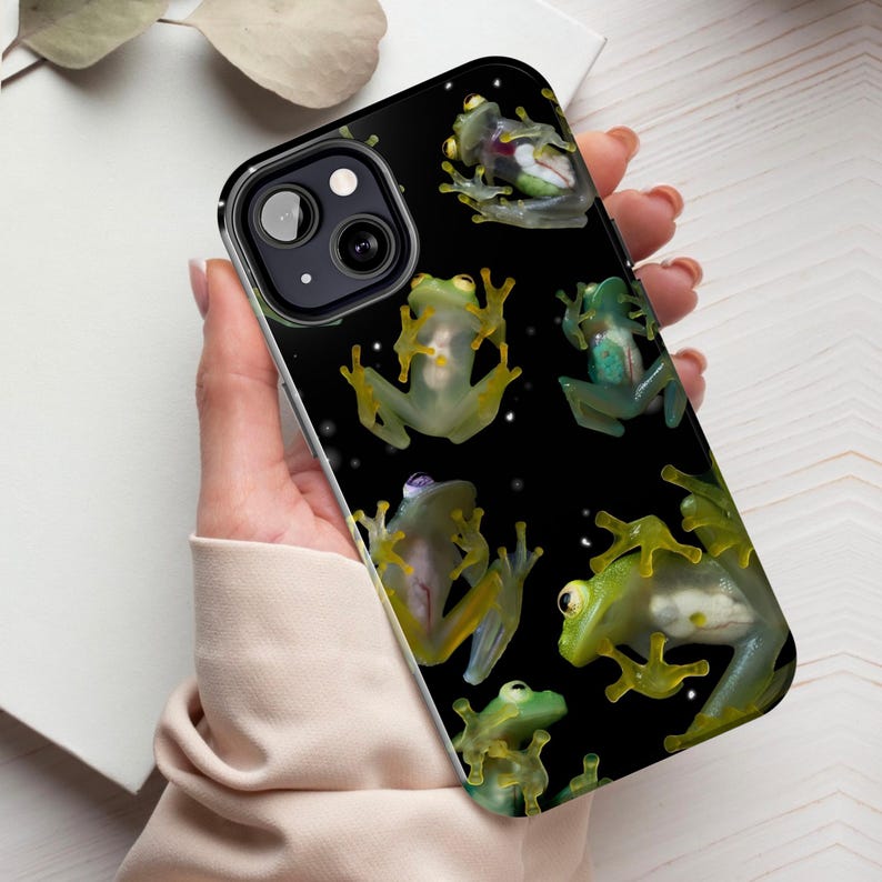 Transparent Frog Phone Case, Froggy Collage iPhone Cover, Green Toad ...