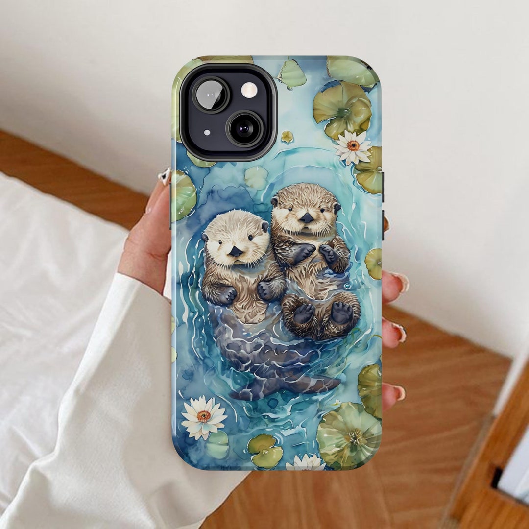 Cute Otter Phone Case, Watercolor Sea Otters iPhone Cover, Sealife ...