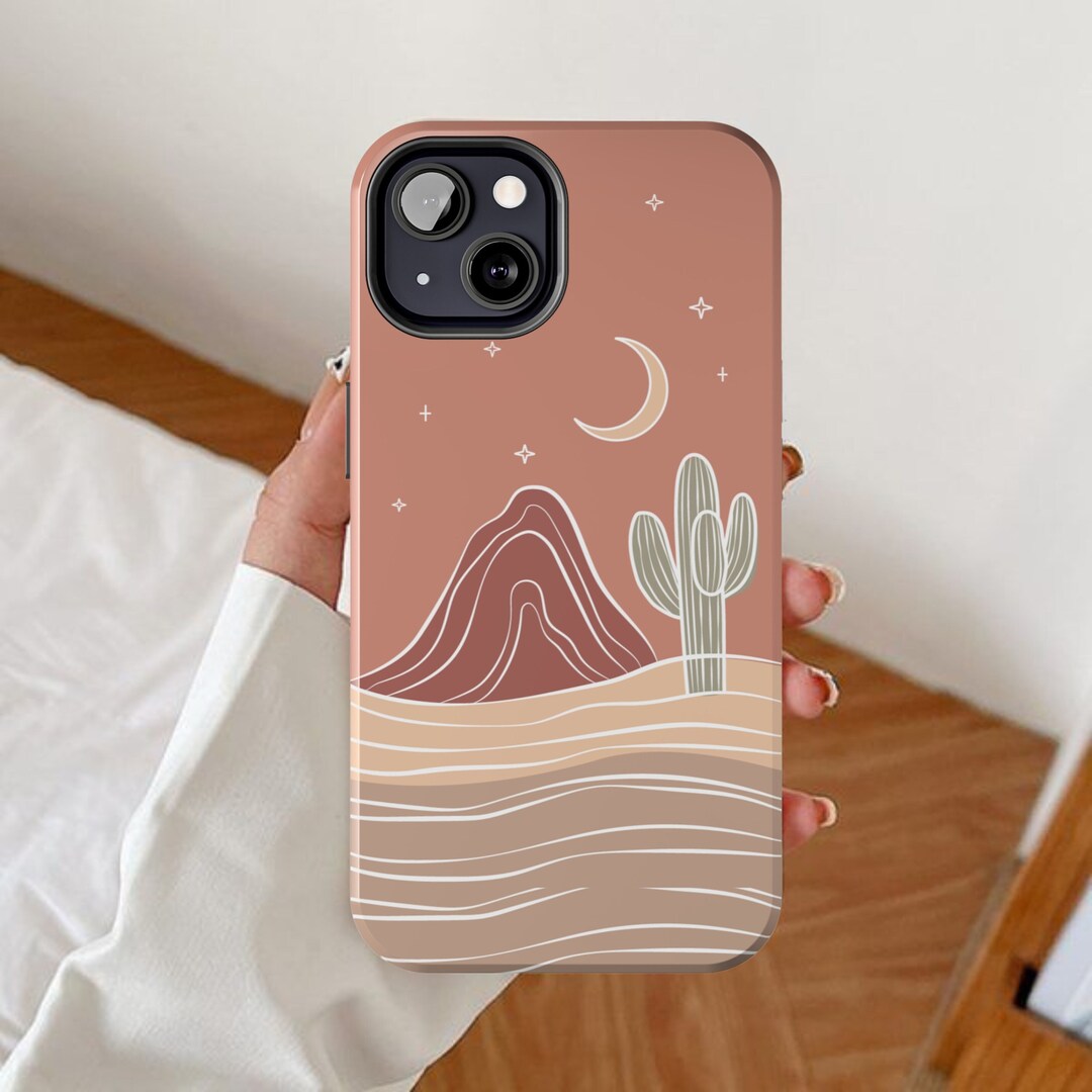 Boho Western Phone Case, Minimalist Line Art Design, Desert iPhone ...