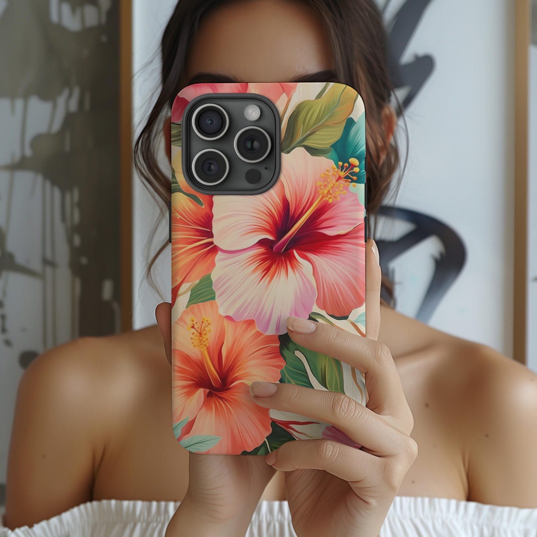 Vintage Hawaii Phone Case, Tropical Hibiscus iPhone Cover, Summer Retro ...