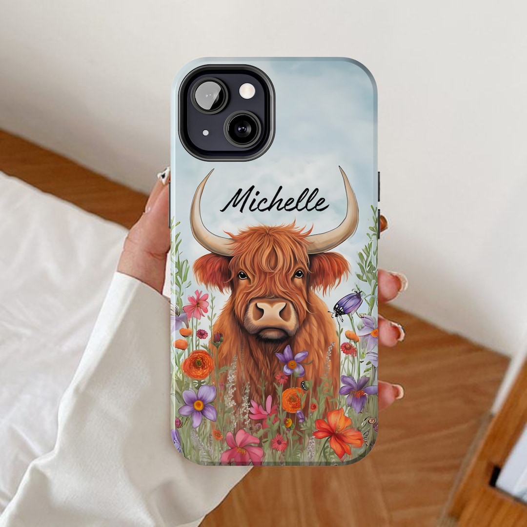 Highland Cow Phone Case, Cows Animal Themed Design, Animals Customized Gift, Personalized Girly ...