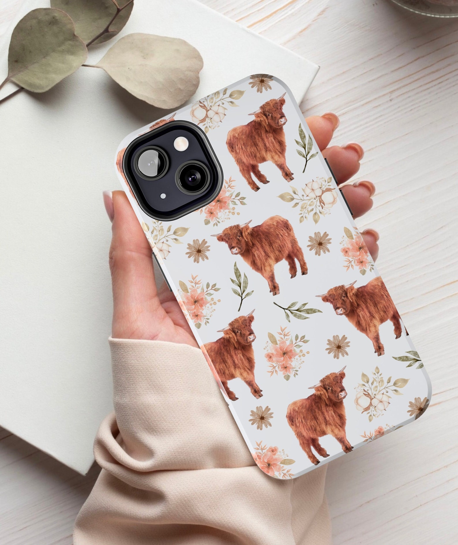 Highland Cow Phone Case, Floral Western iPhone Cases, Cows Themed ...