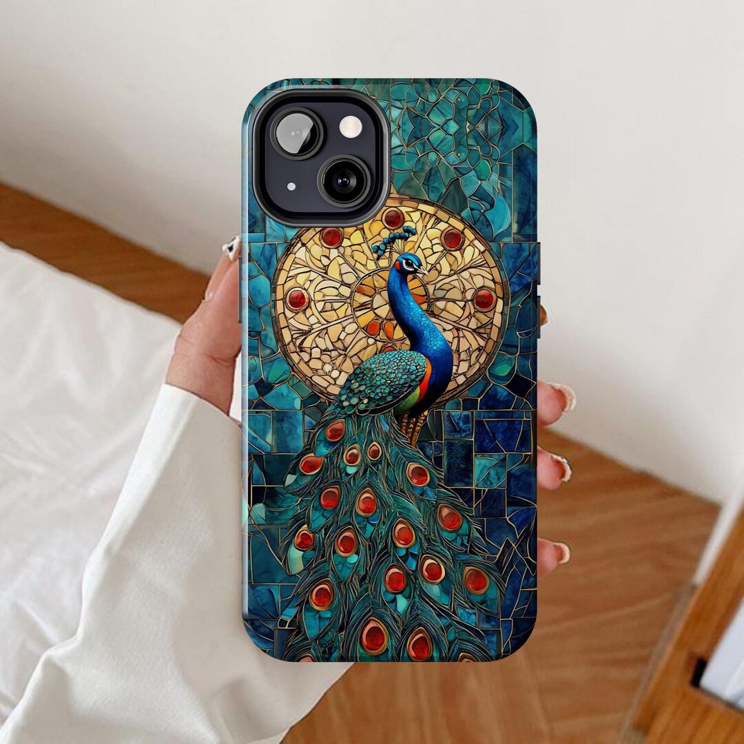 Peacock Phone Case, Faux 3D Stained Glass, Bird Feathers iPhone Gift ...