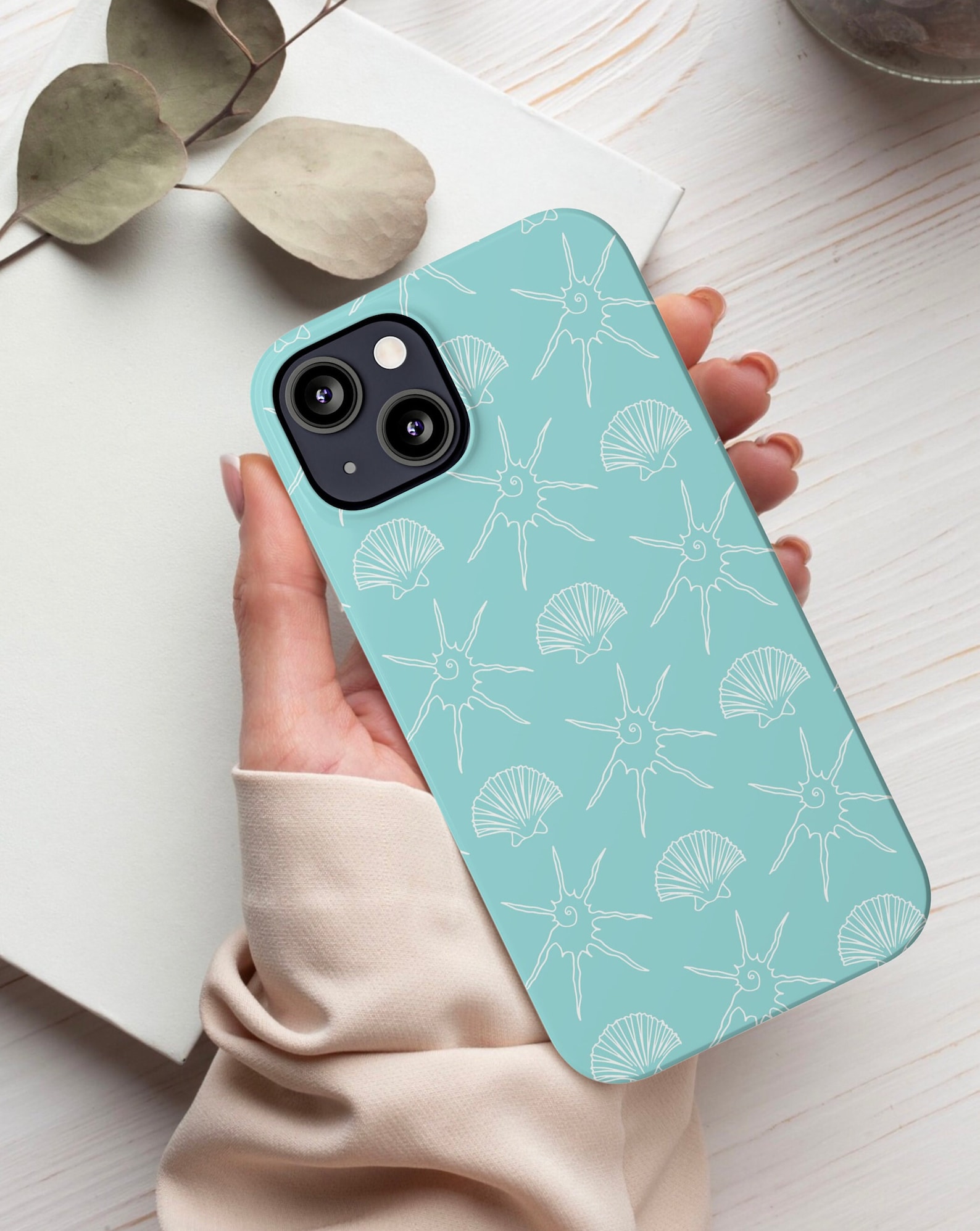 Seashell Phone Case, Ocean Pattern iPhone Cases, Minimalist Gift, Beach ...