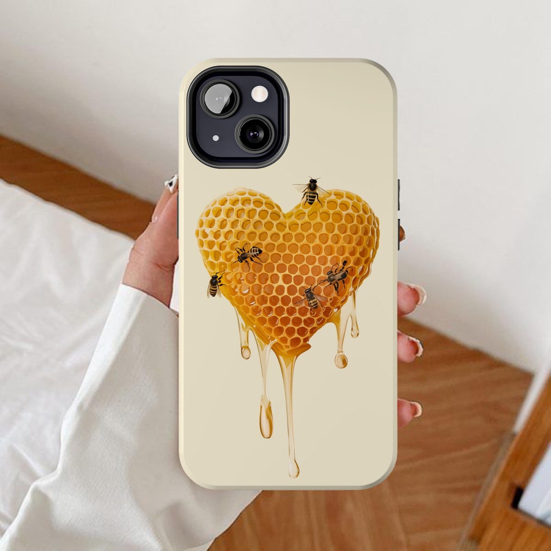 Bee Phone Case, Bumblebee Heart Design Iphone, Honeycomb Pattern ...