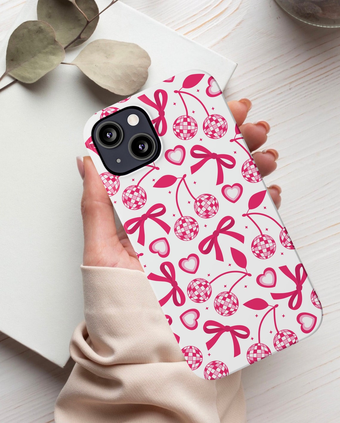Coquette Phone Case, Cherry Disco Ball Design, Ribbon Bow iPhone Cases ...