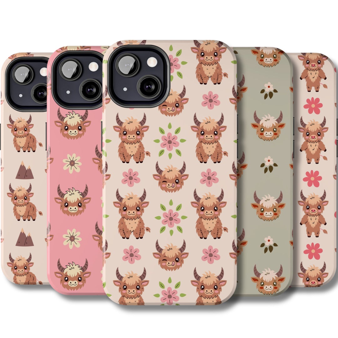 Highland Cow Phone Case, Cows Animal Themed Design, Flower Floral ...
