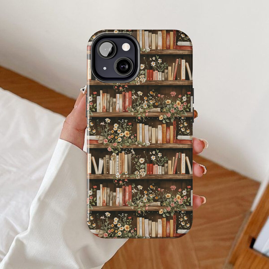 Floral Bookshelf Phone Case, Flower Books iPhone Cases, Book Samsung ...