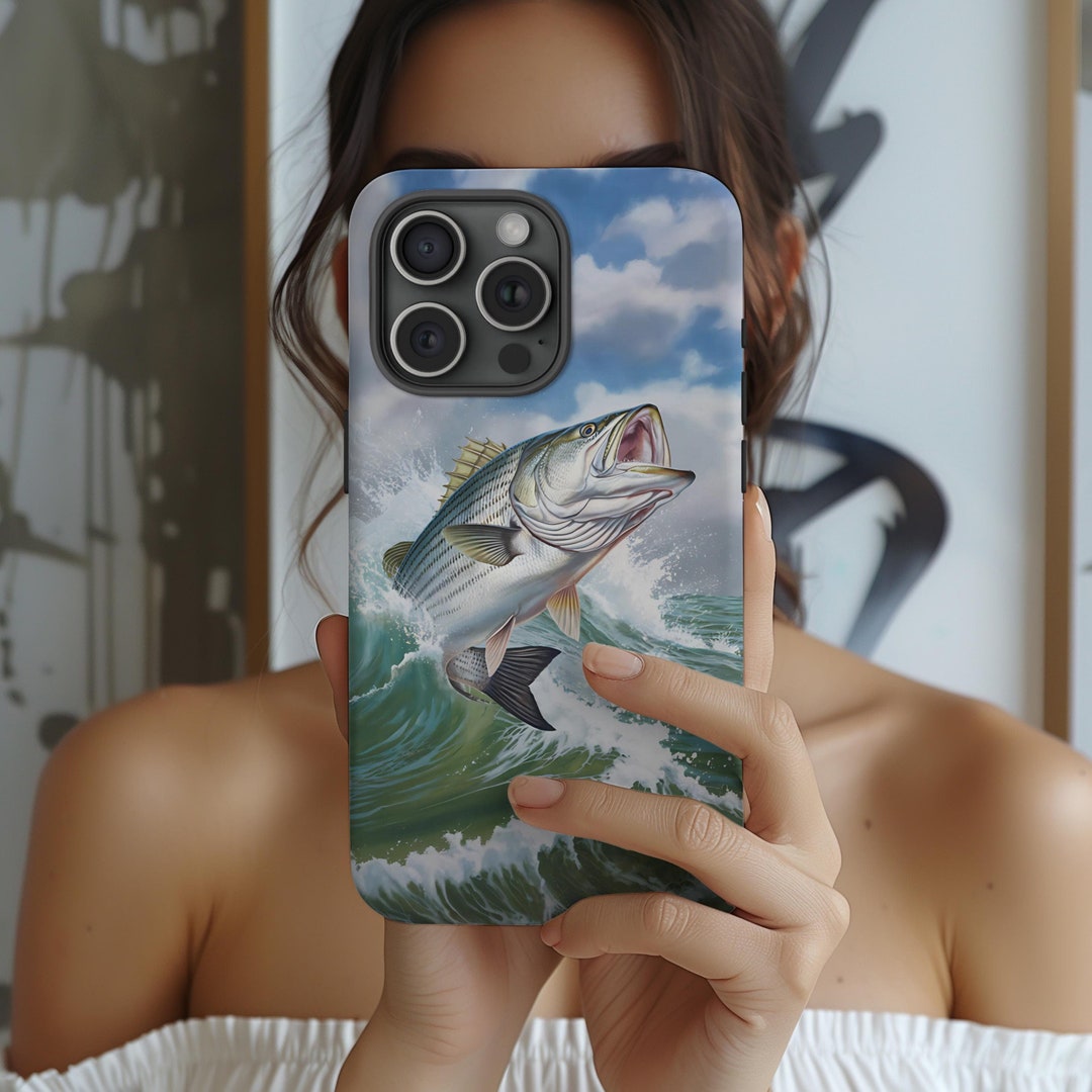 Striped Bass Fish Phone Case, Fishing iPhone Cover, Fishermen ...