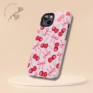 Coquette Phone Case, Cherry Themed Gifts, Ribbon Bow iPhone Cases, Girly Gift for Her, Cherries ...