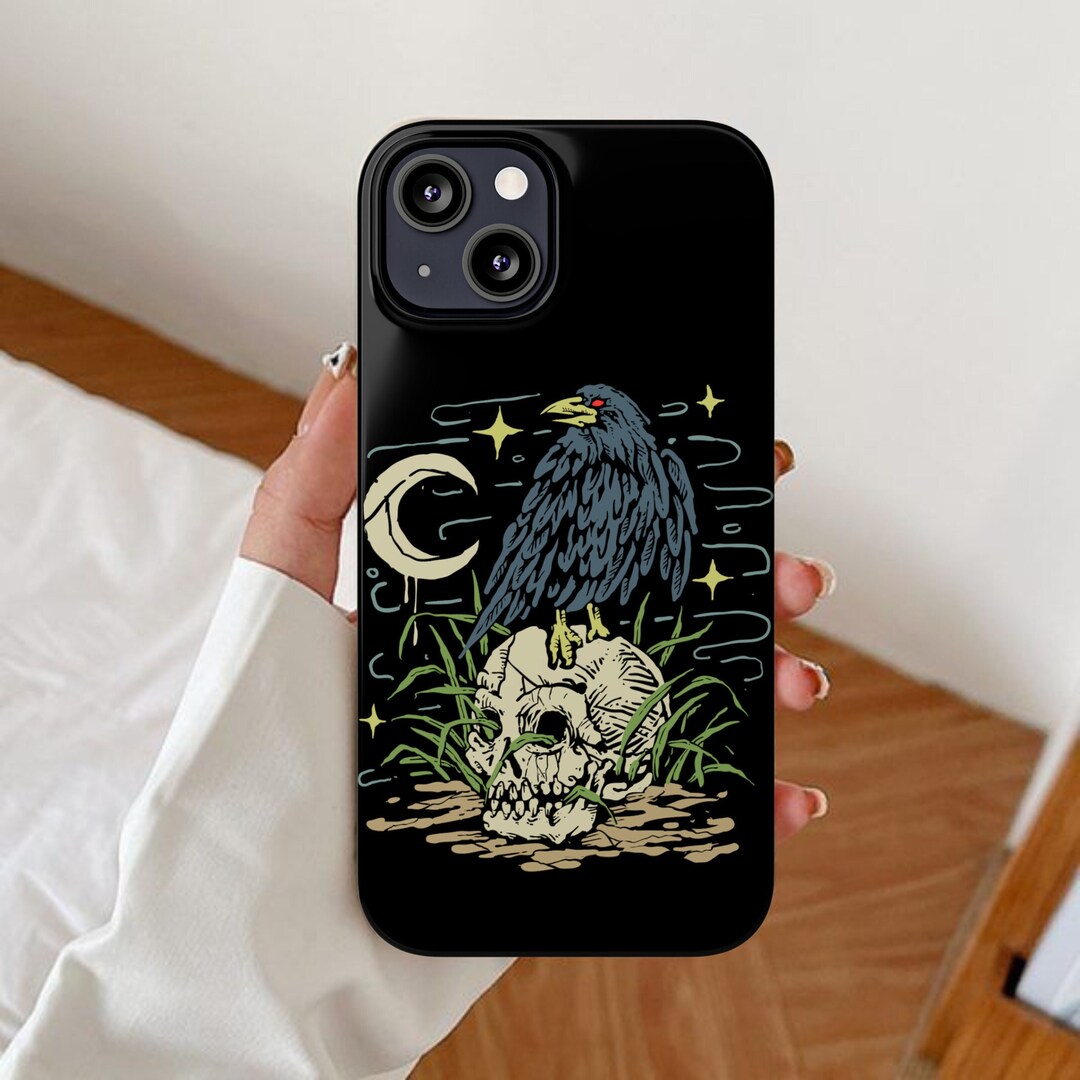 Raven Phone Case, Crows Lover Gifts, Birds iPhone Cases, Skull Art ...