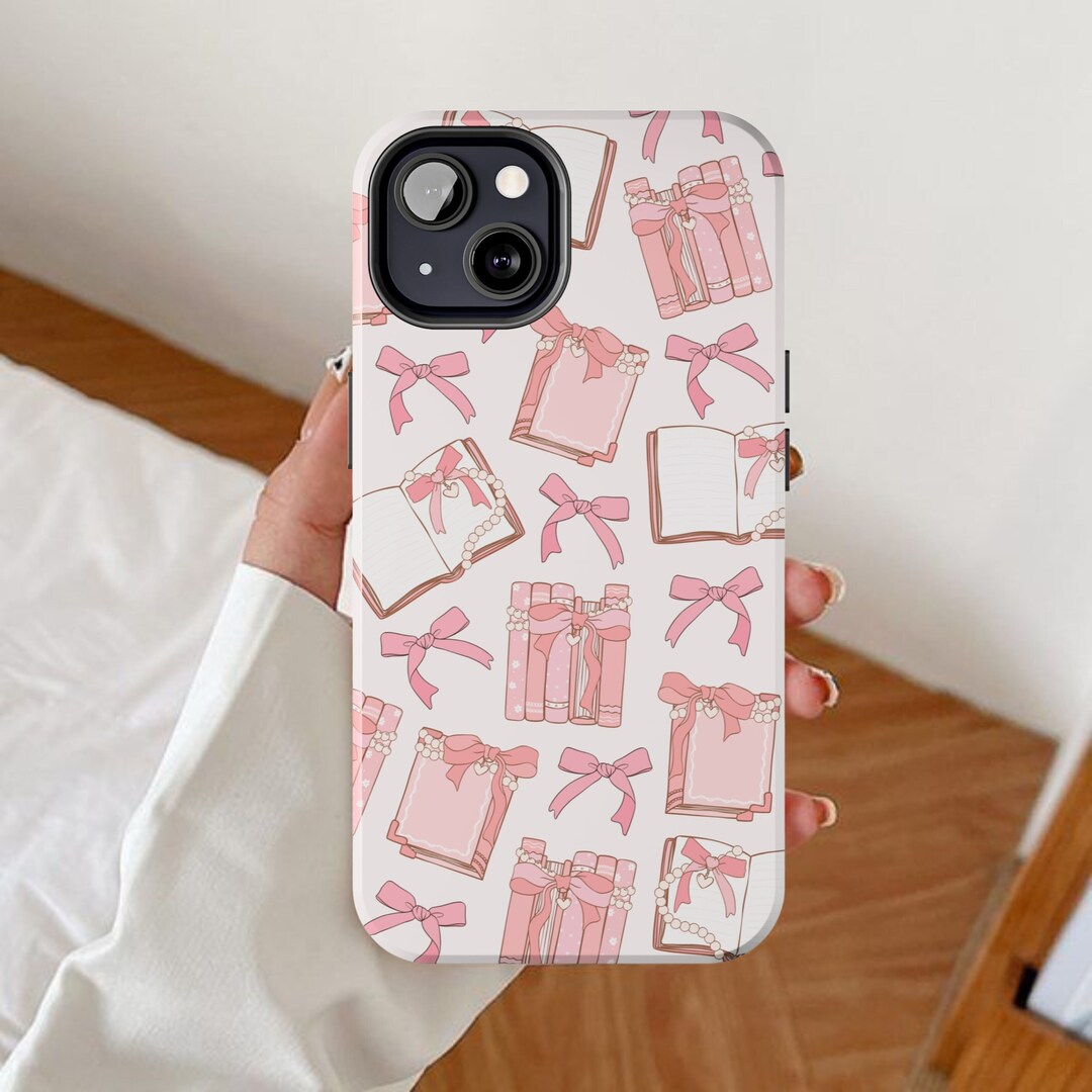 Coquette Books Phone Case, Ribbon Bow Bookish iPhone Cases, Girly Gift ...