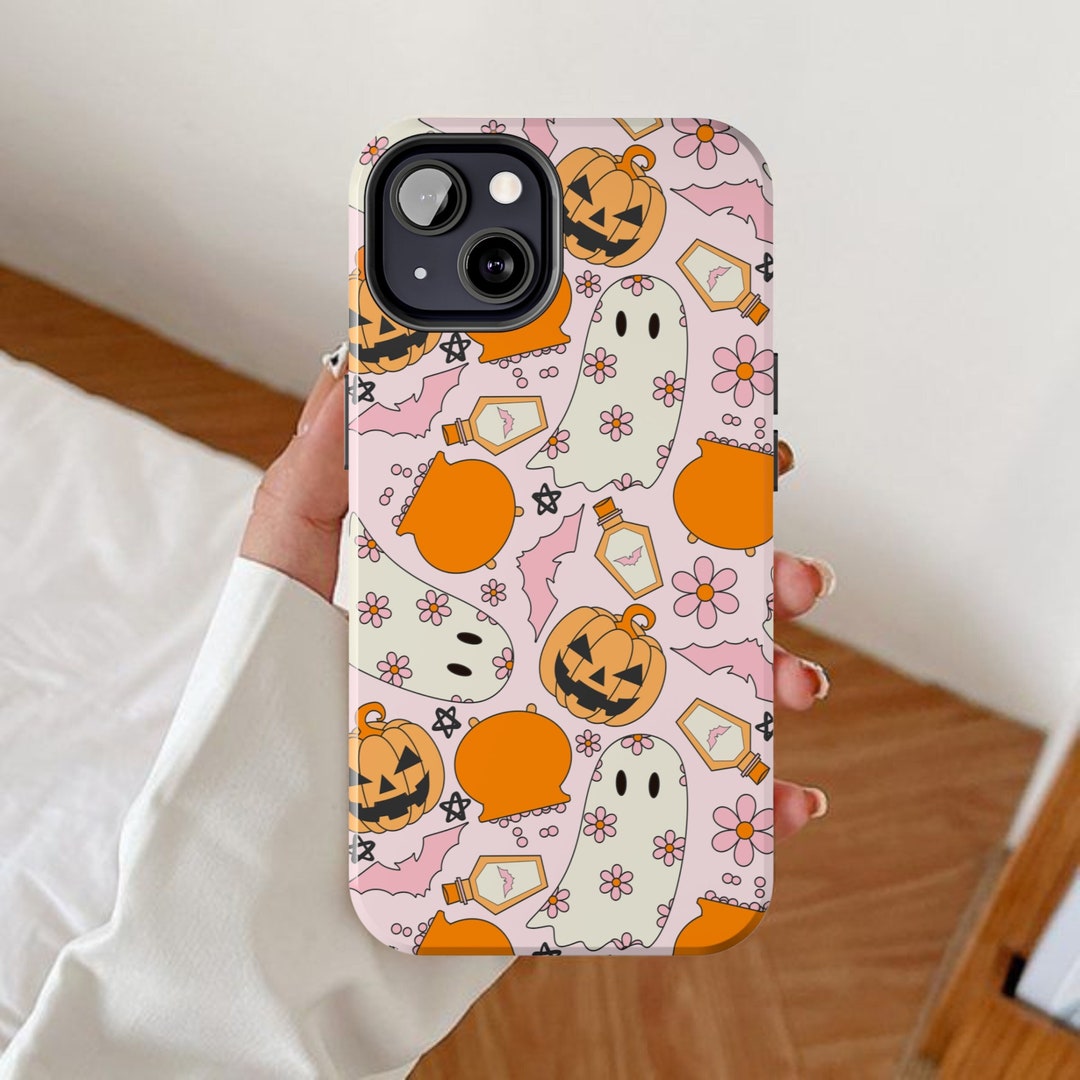 Groovy Halloween Phone Case, Retro Pumpkin iPhone Cases, Cute Ghost ...