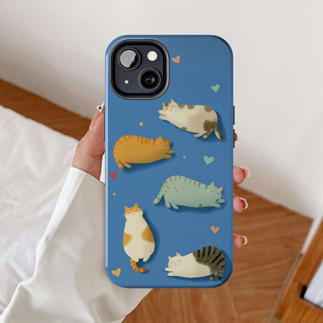 Trending Cat Phone Case, Kitty Illustration iPhone Cover, Kitten ...