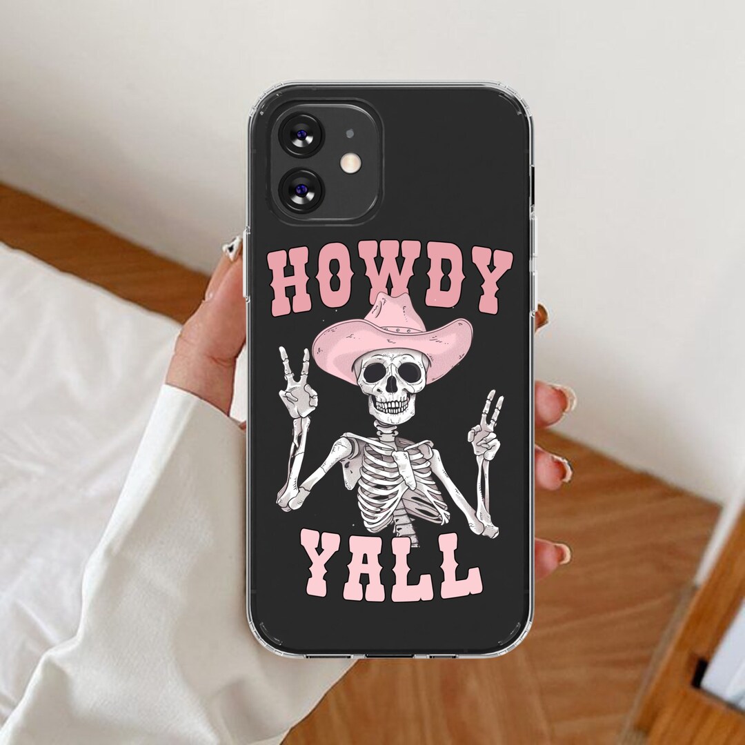 Skeleton Cowgirl Clear Phone Case, Howdy Skull iPhone Cases, Western ...