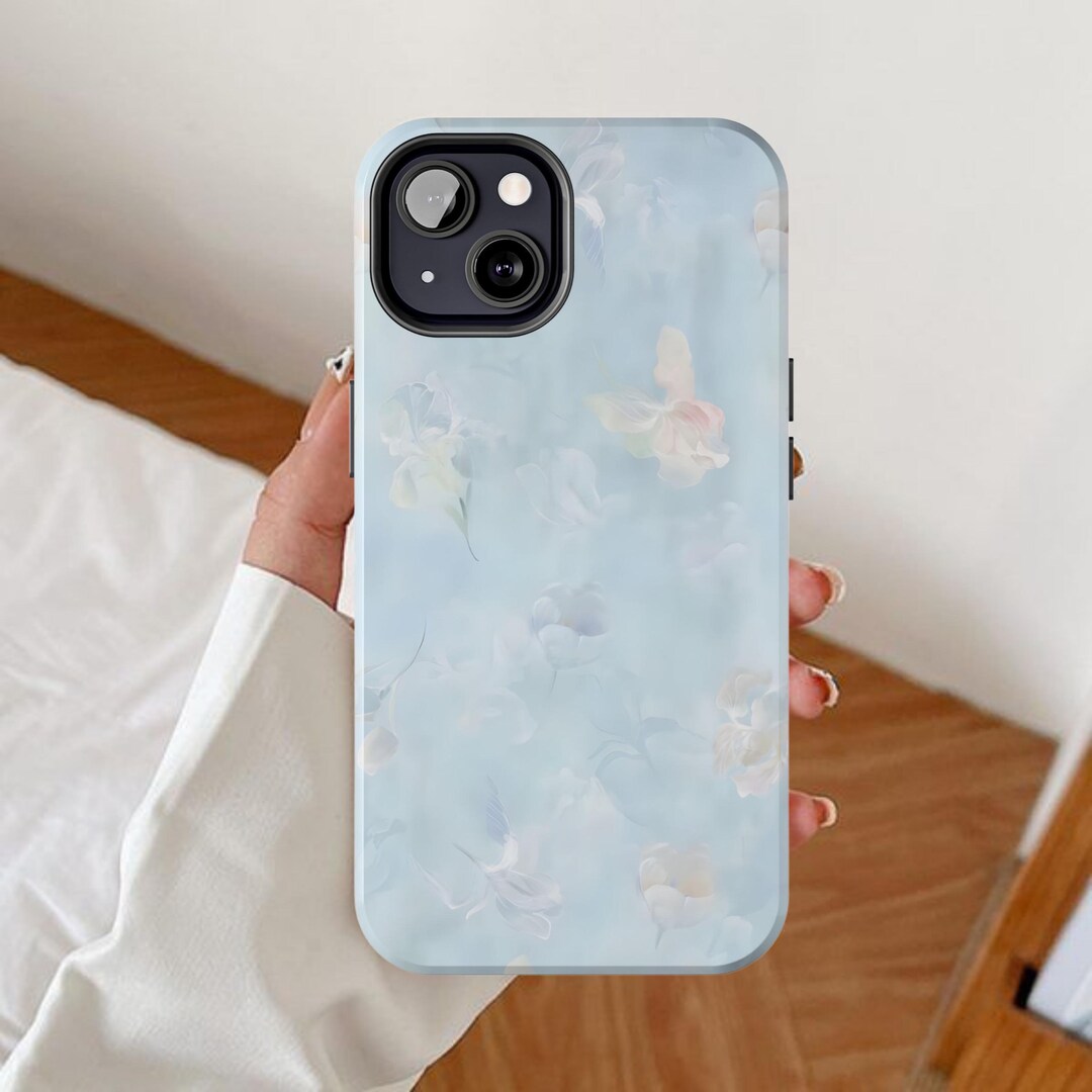 Pastel Iris Phone Case, Blue Floral iPhone Cover, Spring Wild Flower ...