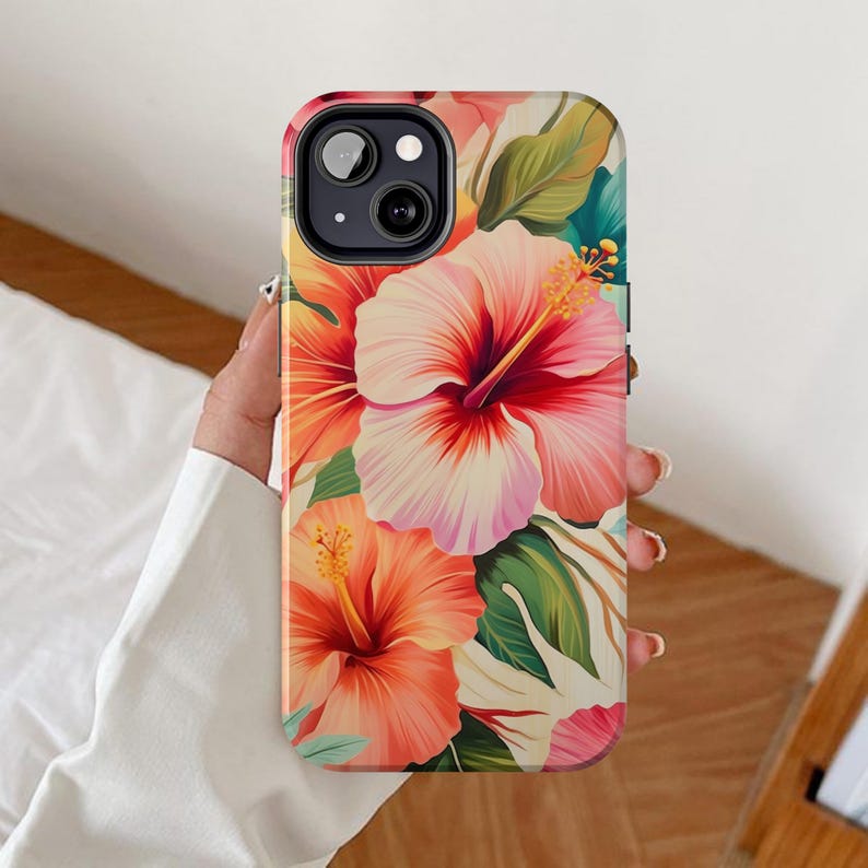 Vintage Hawaii Phone Case, Tropical Hibiscus iPhone Cover, Summer Retro ...