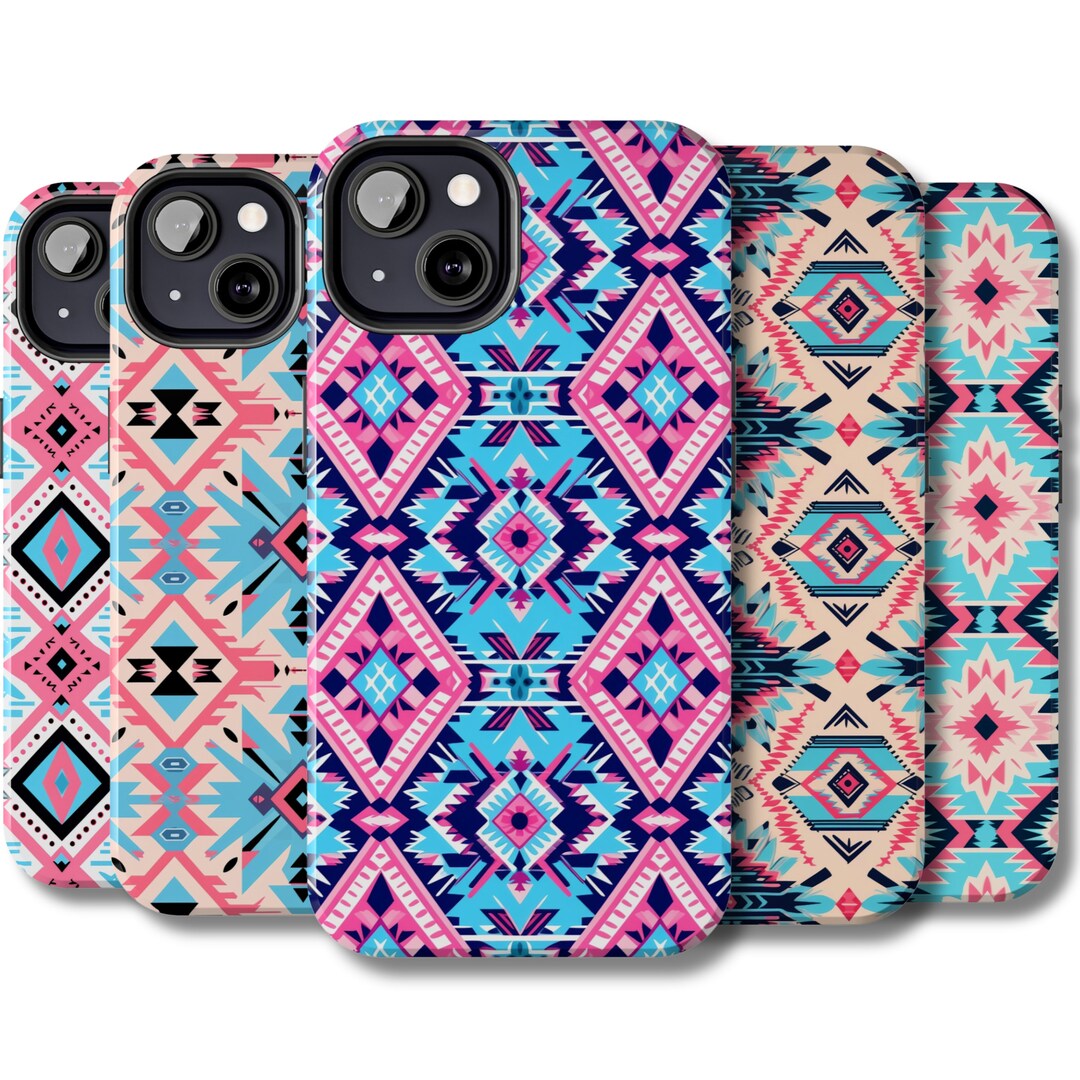 Aztec Pastel Phone Case, Native American Pink Blue iPhone Cases, Tribal ...