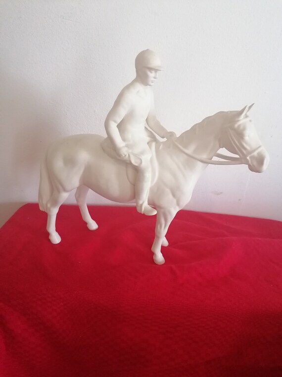 Rare Matt White Beswick Horse & Rider Model 1501 Free USA - Etsy
