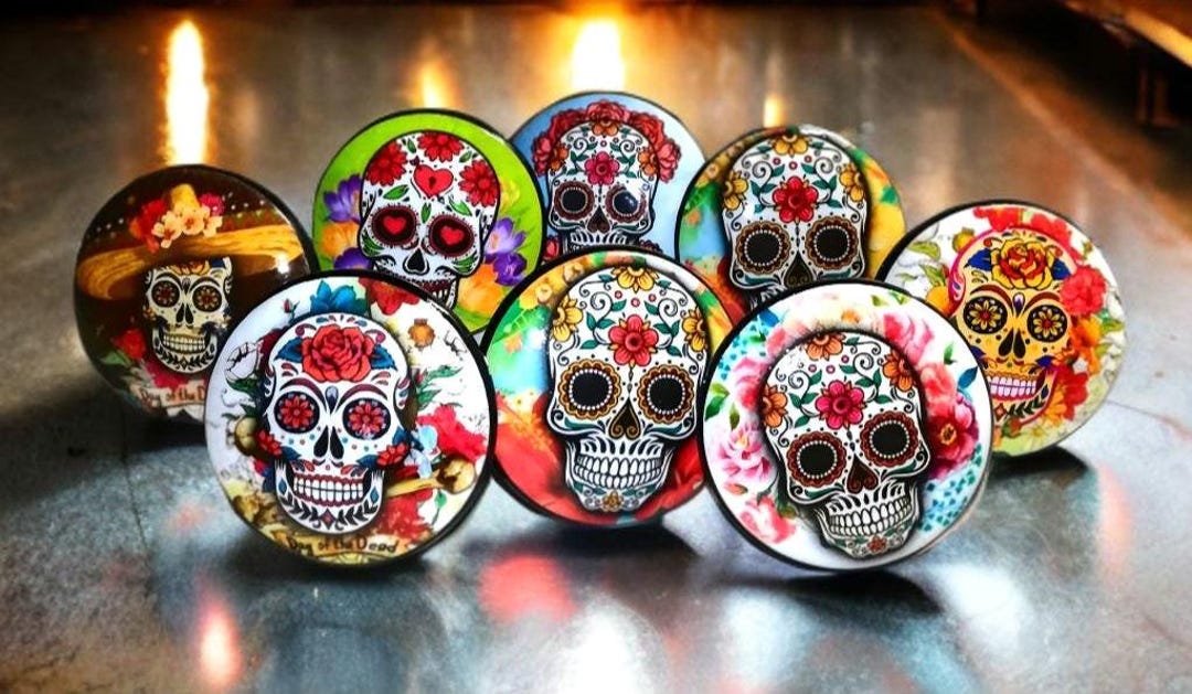 Customizable Sugar Skull Cabinet Knobs, Festive Dresser Drawer Pulls ...