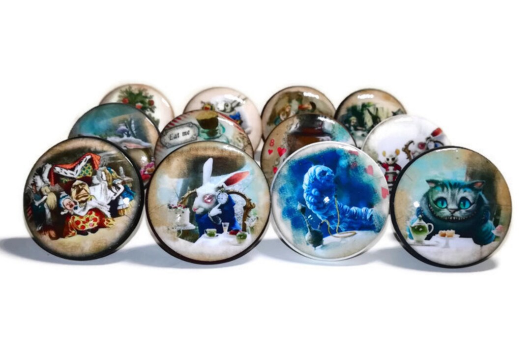 Alice in Wonderland Set of Knobs for Nursery or Child Room, Whimsical ...
