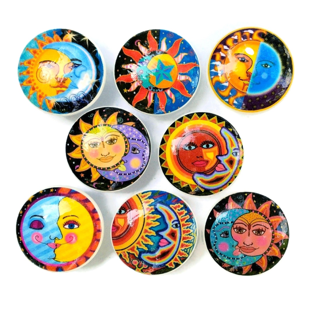 Whimsical Sun and Moon Knobs, Cabinet Drawer Pulls, Customizable Sets ...