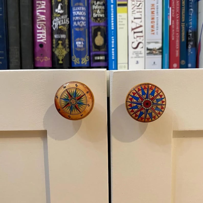 Vintage Compass Drawer Knobs, Coastal Cabinet Hardware, Beach House ...
