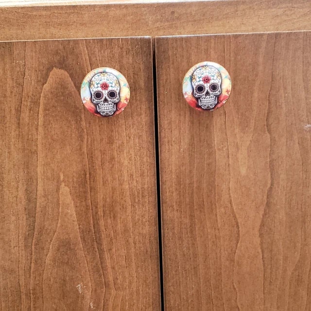 Customizable Sugar Skull Cabinet Knobs, Festive Dresser Drawer Pulls ...